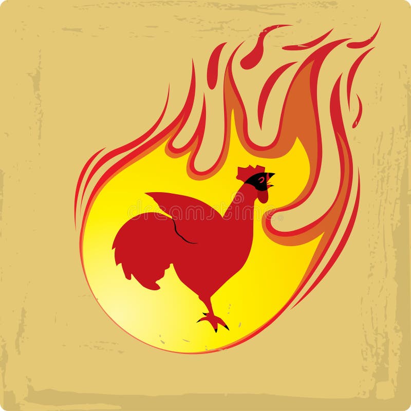 Flame red rooster stock vector. Illustration of glimmer - 12402899