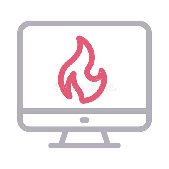 Flame Screen Vector Color Line Icon Stock Illustration - Illustration ...
