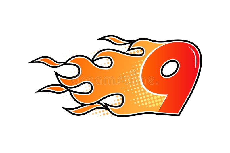 Flame shape burning number stock vector. Illustration of character ...