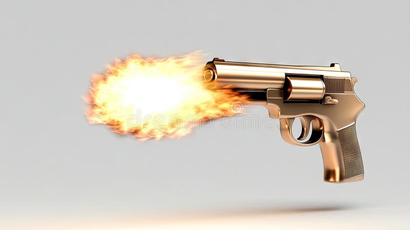 Flame-shaped Weapon with an Electronic Barrel Shooting Fire in a ...