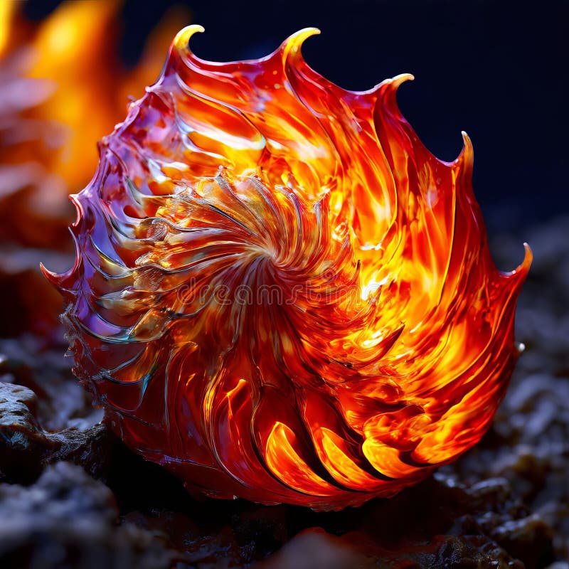 Flame Shell a Colorful Flame Shaped Shell with Intricate Patter Stock ...