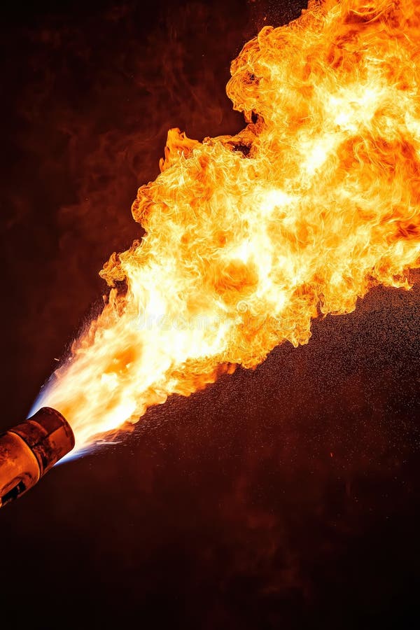 Flame Shooting from a Torch during a Performance in a Darkened ...