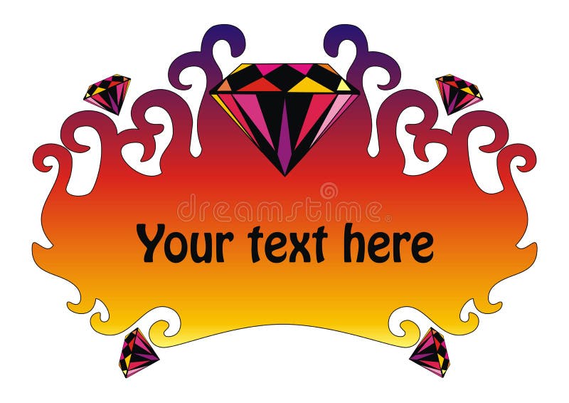 Flame Silhouette and Decorative Diamonds Stock Vector - Illustration of ...