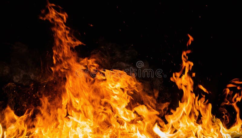 Flame with Smoke in Dark Background Stock Illustration - Illustration ...