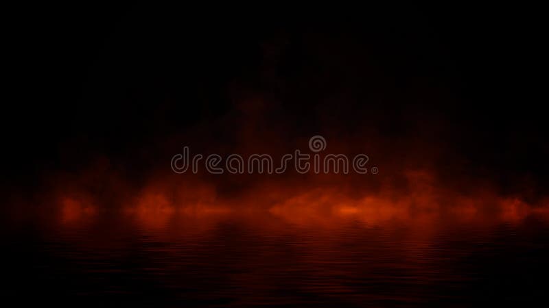 Flame Smoke with Reflection in Water . Mystery Coastal Fire on the ...