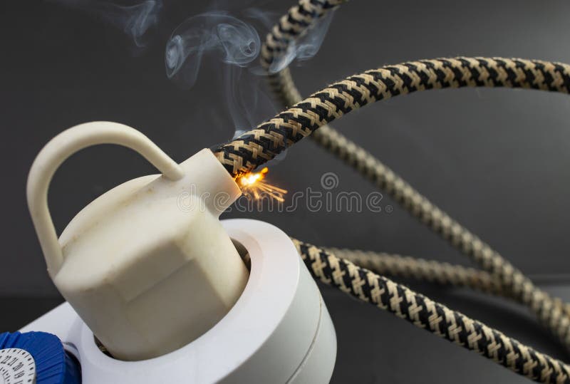 Flame Smoke and Sparks on an Electrical Cable with Fabric Insulation ...