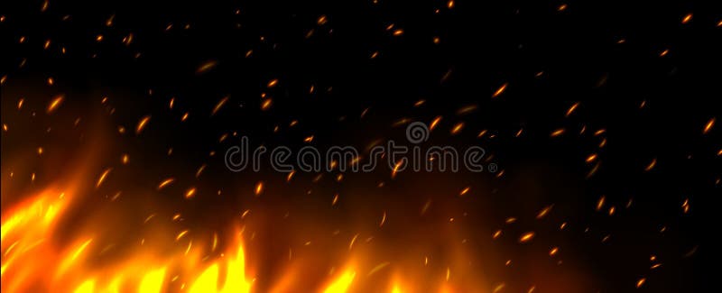 Flame with Sparks, Fire with Flying Cinder, Abstract Glowing Embers ...