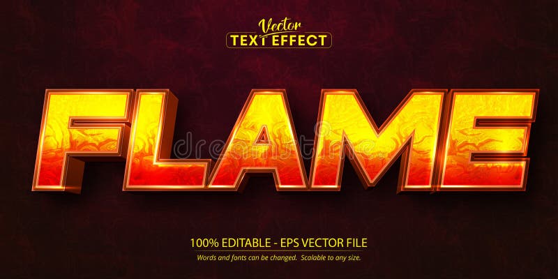 Flame Text Effect, Fire Orange Color Editable Text Style on Dark Grunge ...
