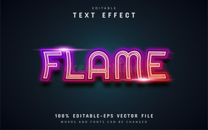 Flame Text, Neon Gradient Style Text Effect Stock Vector - Illustration ...