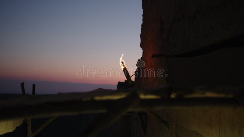 Flame Torch Light a Street of a Medieval City in the Night Stock Video ...