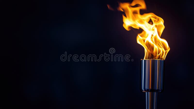 Flame Torch with Vibrant Fire Against Dark Background Stock Photo ...