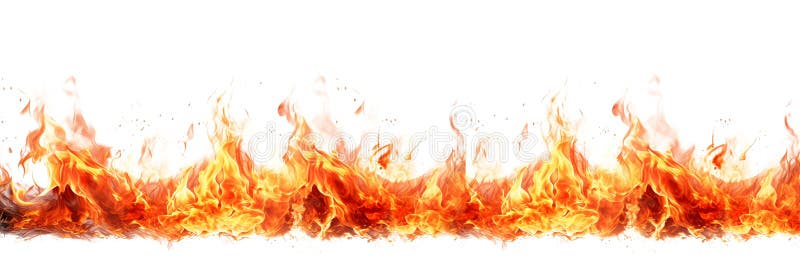Flame on a Transparent Background. Long Horizontal Strip of Fire, the ...
