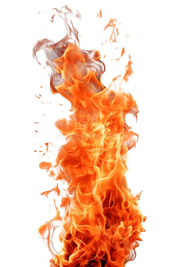 Flame on a Transparent Background. Long Vertical Strip of Fire, the ...