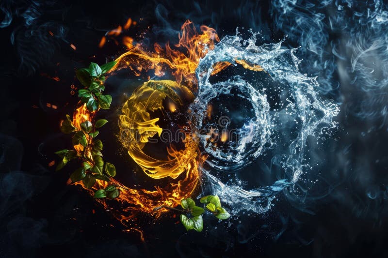 Flame and Water Circle stock photo. Image of vortex - 383261800