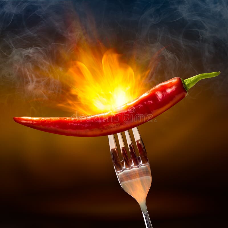 Flamed red chilli stock image. Image of black, fresh - 103023143