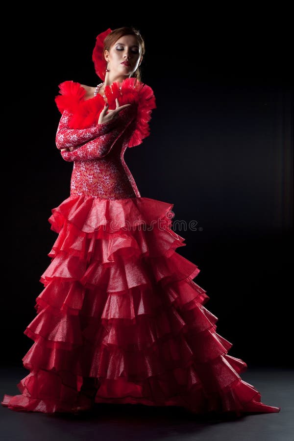 Flamenco Dancer in Red Costume Stock Image - Image of young, beauty ...