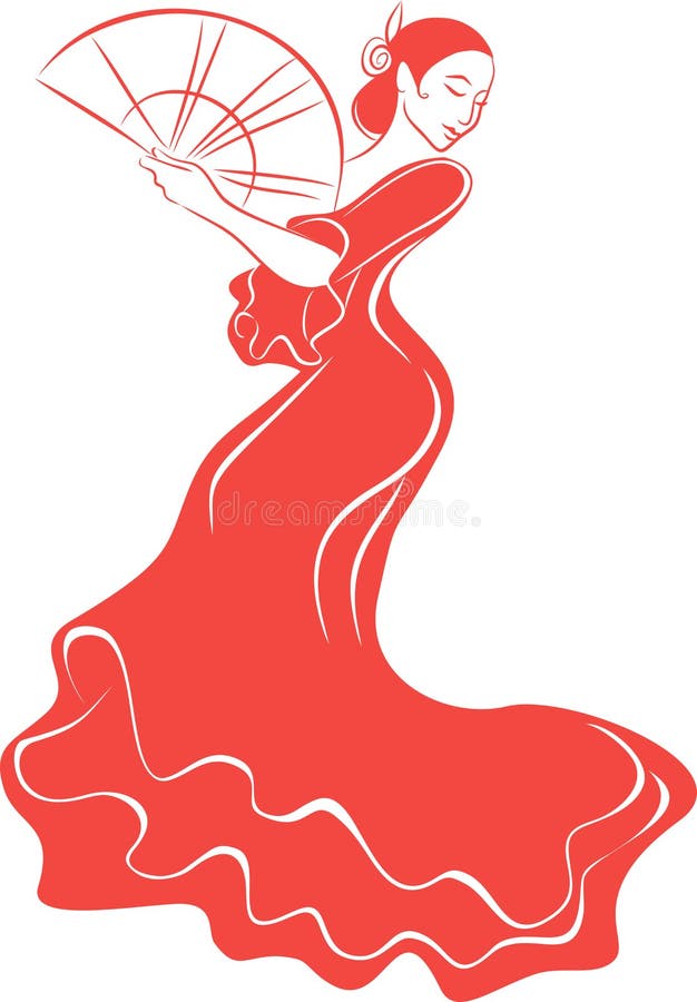 Flamenco Dancer Woman Dancing Flamenco In Spanish Traditional Dress