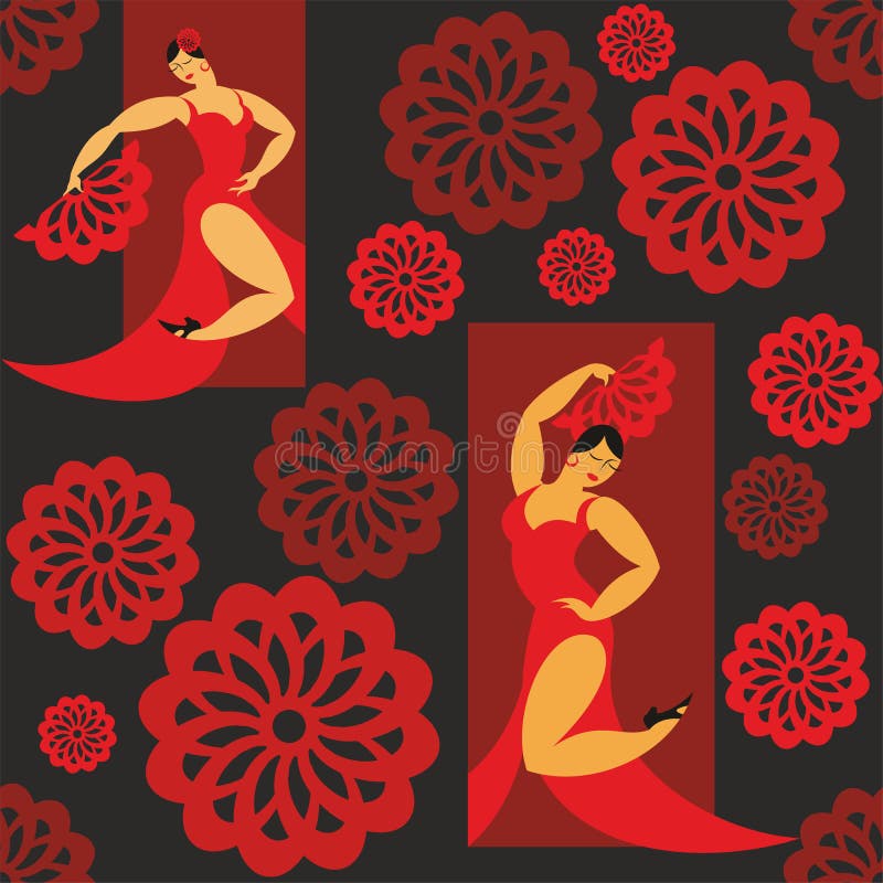 Flamenco dancers pattern stock vector. Illustration of holds - 76064369