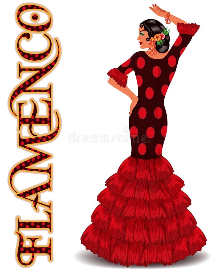 Flamenco Dancing Girl With Spanish Fans Flamenco Party Vector Stock