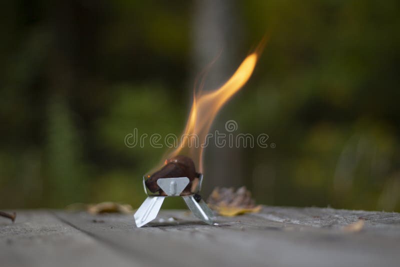 Flames from Alcohol. Burning Dry Alcohol. Object for Heating Substances ...