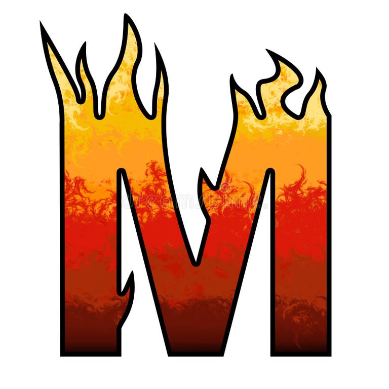 Flames Alphabet Letter M stock illustration. Illustration of letters ...