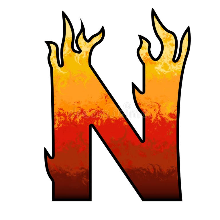 Flames Alphabet Letter N stock illustration. Illustration of fire - 6476211