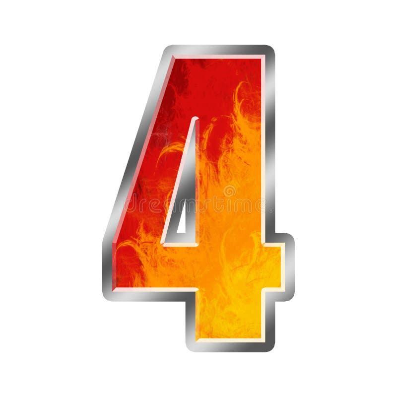 Flames Alphabet Number 4 Four Stock Illustration - Illustration of ...