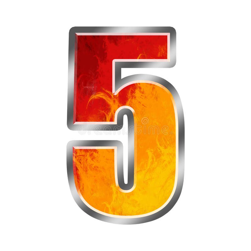 Flames Alphabet Number 5 Five Stock Illustration - Illustration of ...