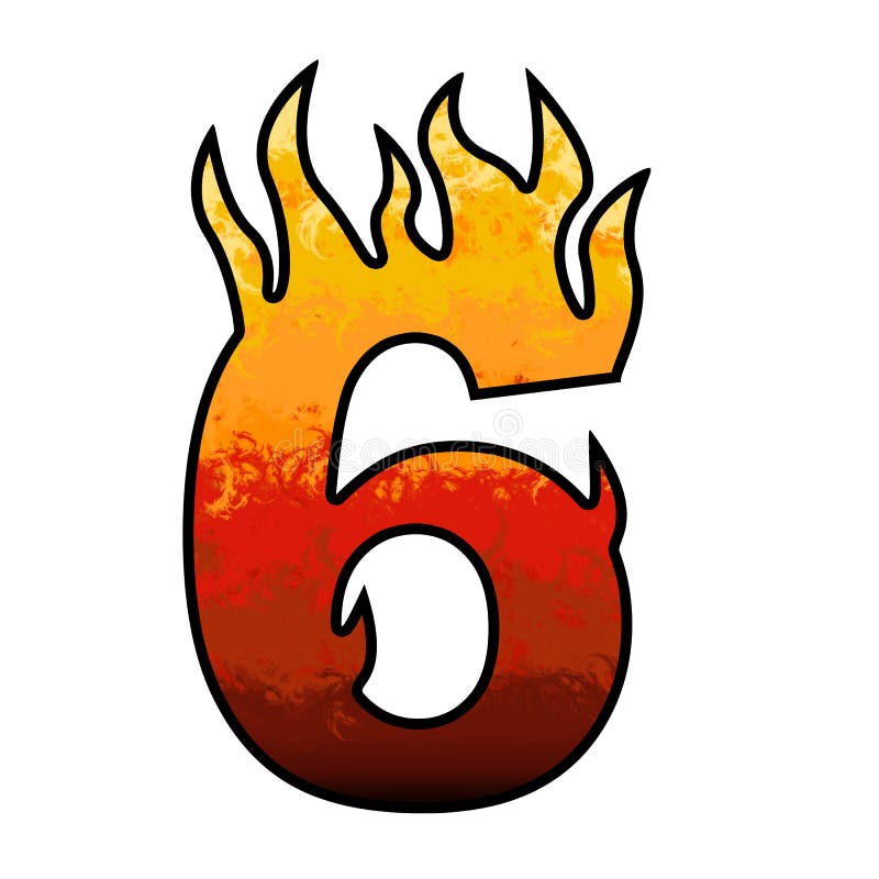 Flames Alphabet Number 6 Six Stock Illustration - Illustration of ...