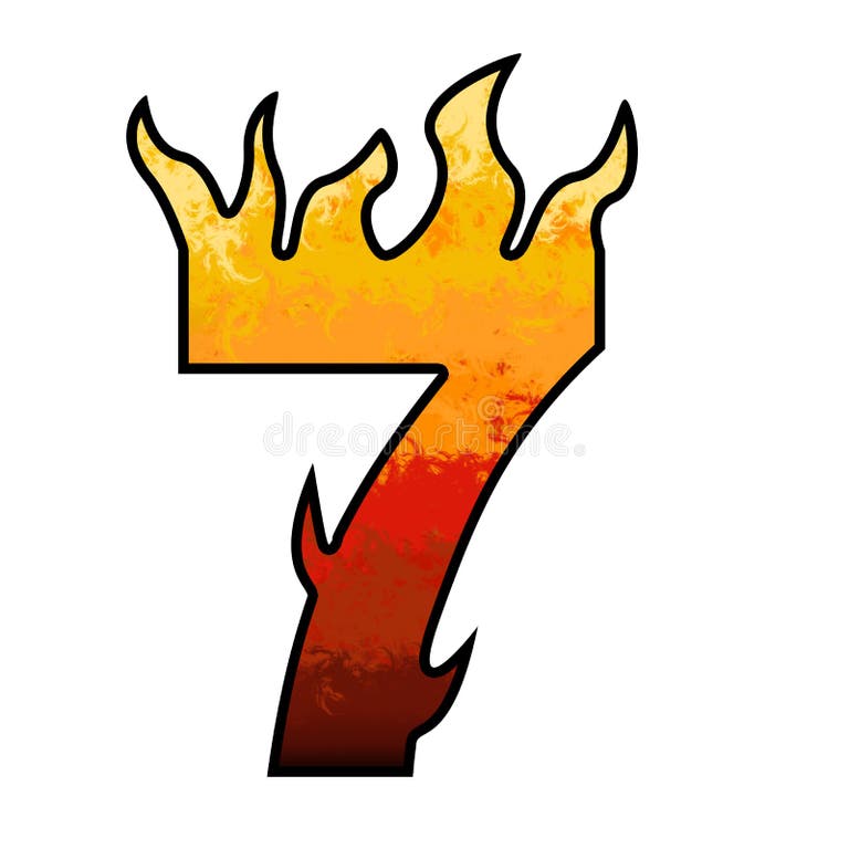 Flames Alphabet Number 7 Seven Stock Illustration - Illustration of ...