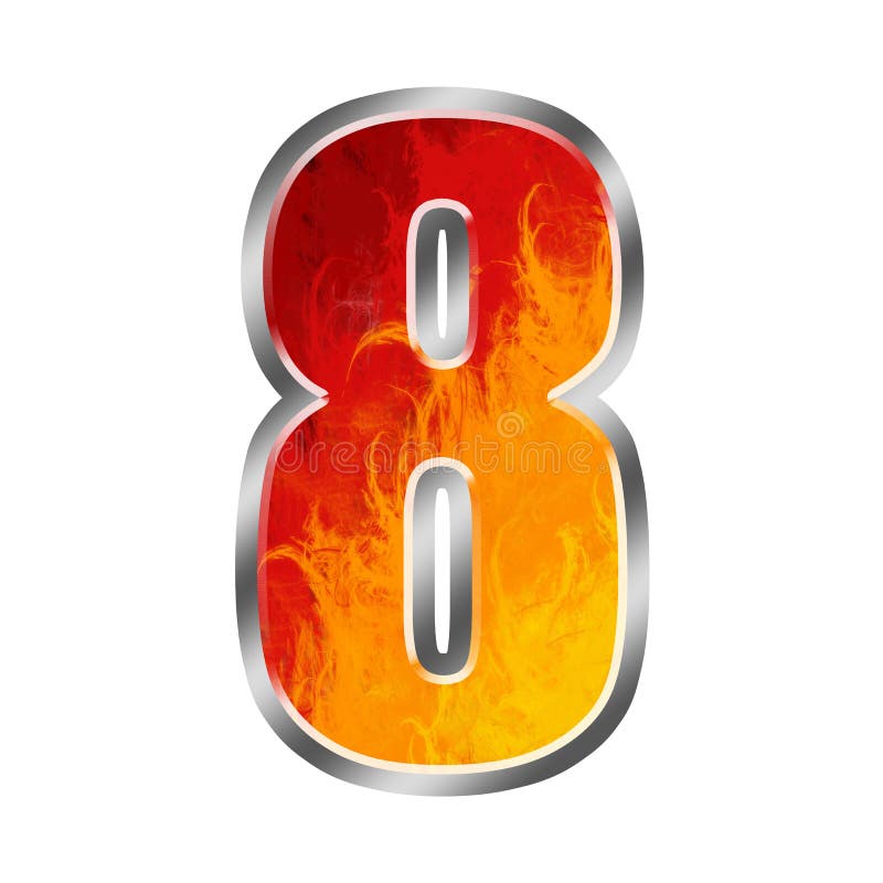 Flames Alphabet Number 8 Eight Stock Illustration - Illustration of ...