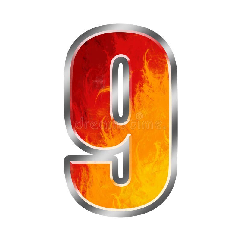 Flames Alphabet Number 9 Nine Stock Illustration - Illustration of ...