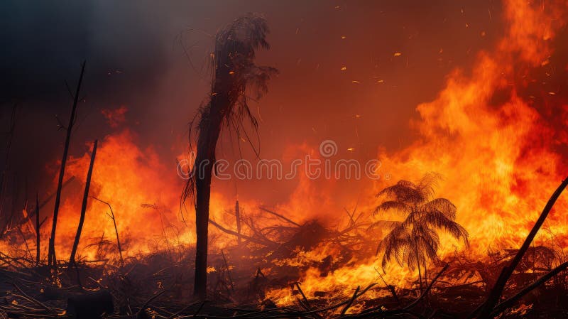 Flames Amazon Rainforest Fire Stock Illustration - Illustration of ...