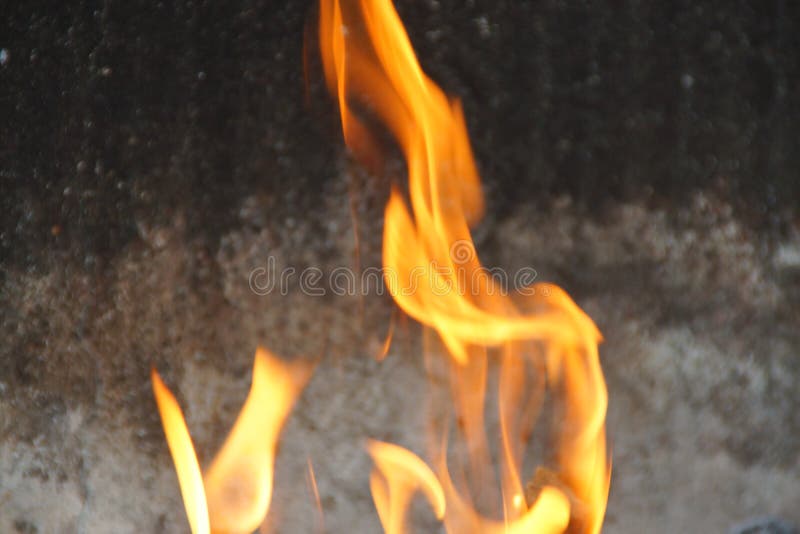 Flames in a Barbecue - Front View Stock Image - Image of backyard, copy ...