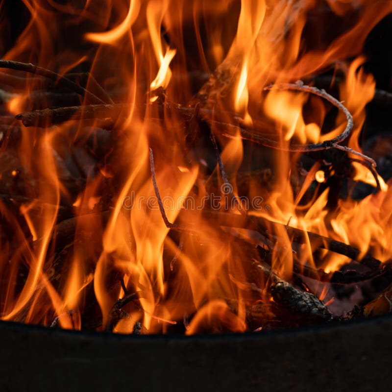 Flames Billow Around Campfire Stock Image - Image of combustion, heat ...