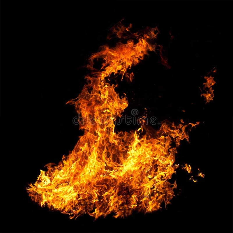 Flames on Black Photographic Background Stock Image - Image of cutout ...