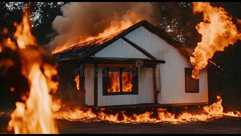 Flames Blaze, Engulfing the House in Intense Fire.AI Generated Stock ...