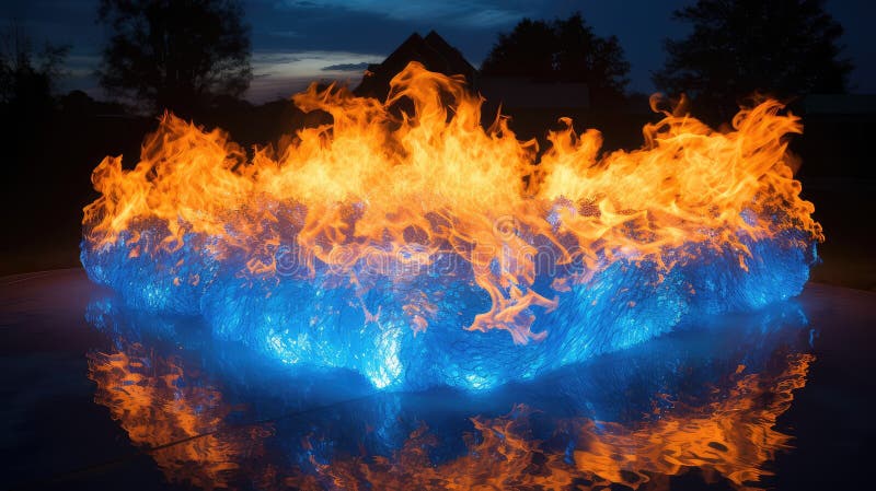 Flames Blue and Orange Fire Stock Illustration - Illustration of beauty ...