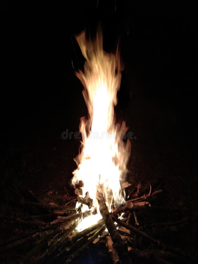 Flames of Bonfires in the Middle of the Dark Night Stock Image - Image ...