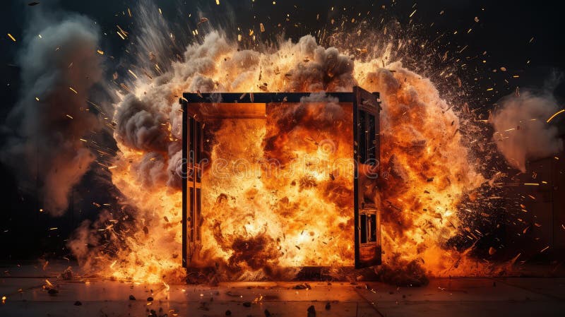 Flames box exploding stock illustration. Illustration of heat - 361780797