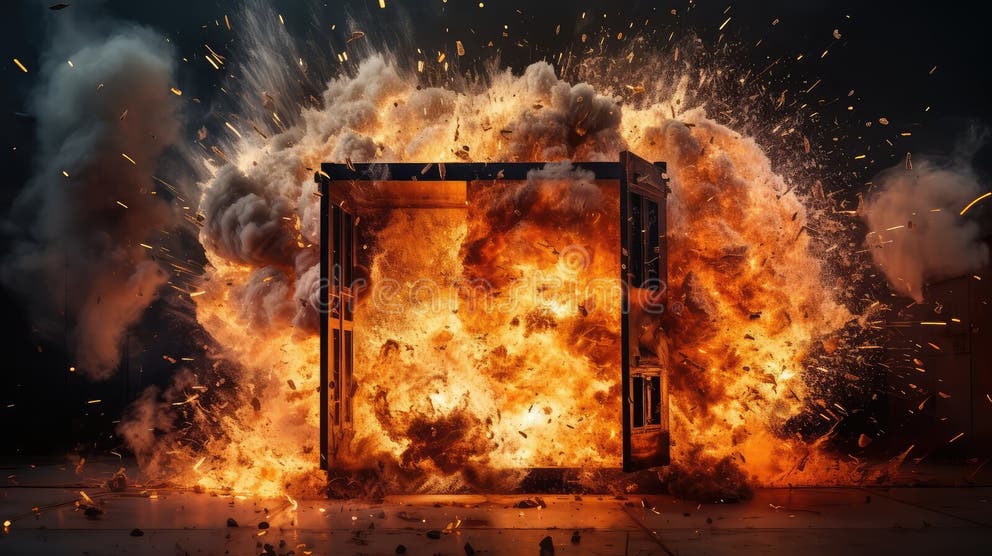 Flames box exploding stock illustration. Illustration of heat - 361780797