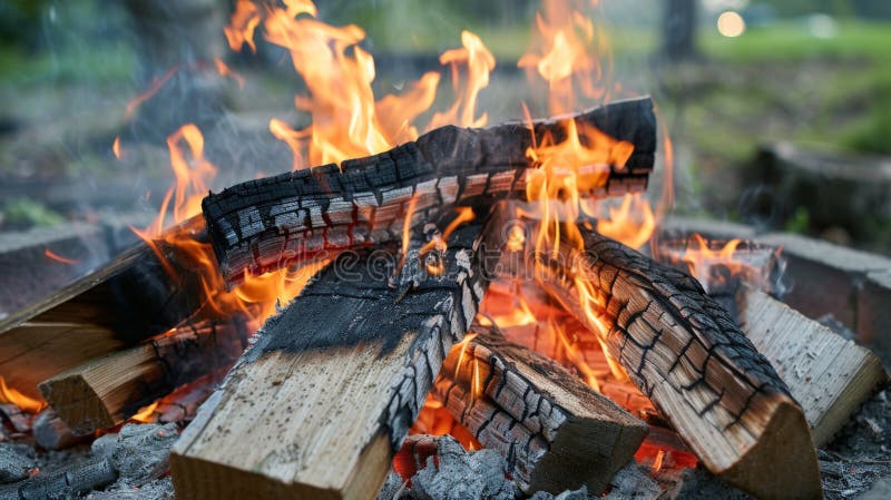 Flames Burn Wood and Logs in Fire Pit Stock Image - Image of ablaze ...