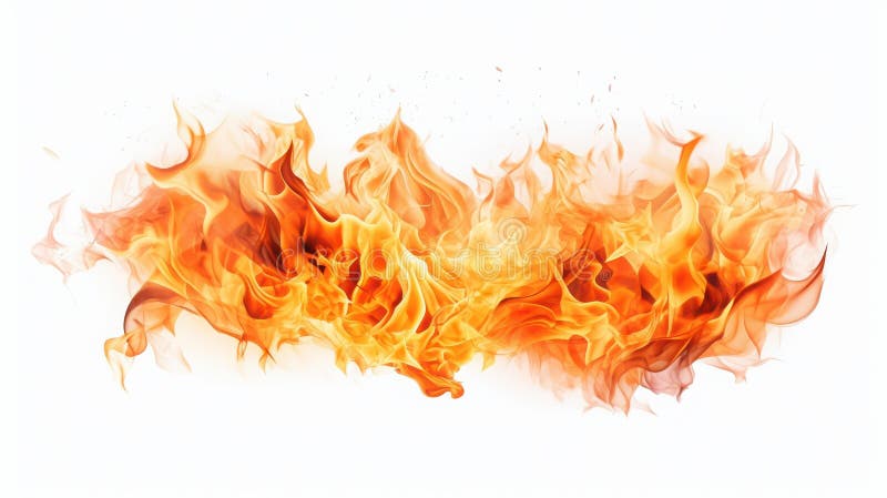 Flames of Burning Fire on White Background Stock Illustration ...