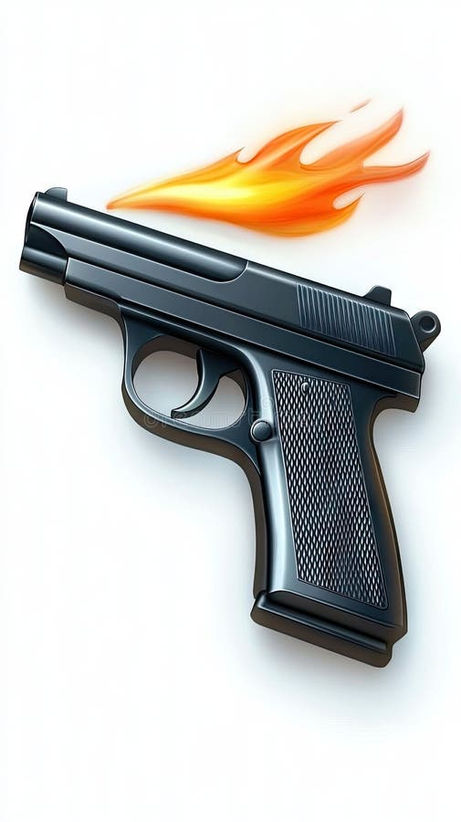 A Hyper-realistic Depiction of a Gun with Flames Erupting from Its ...