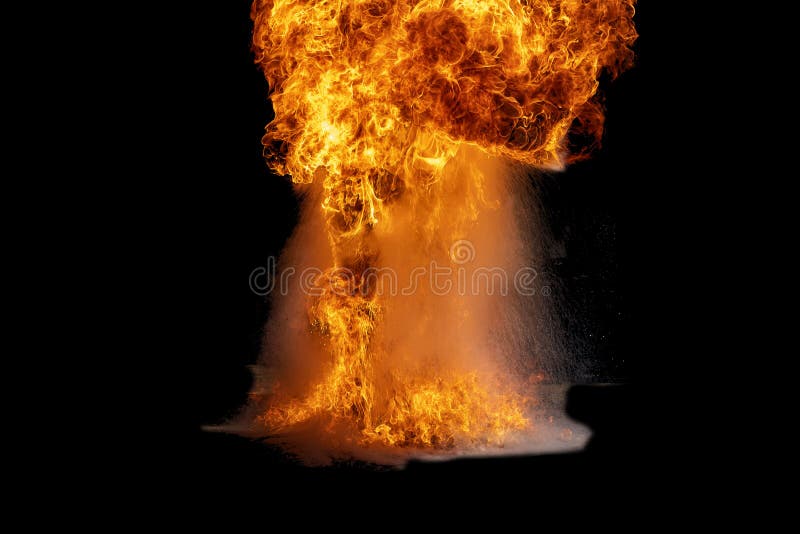 Flames Caused by the Explosion of the Oil. Demonstration of Water on ...