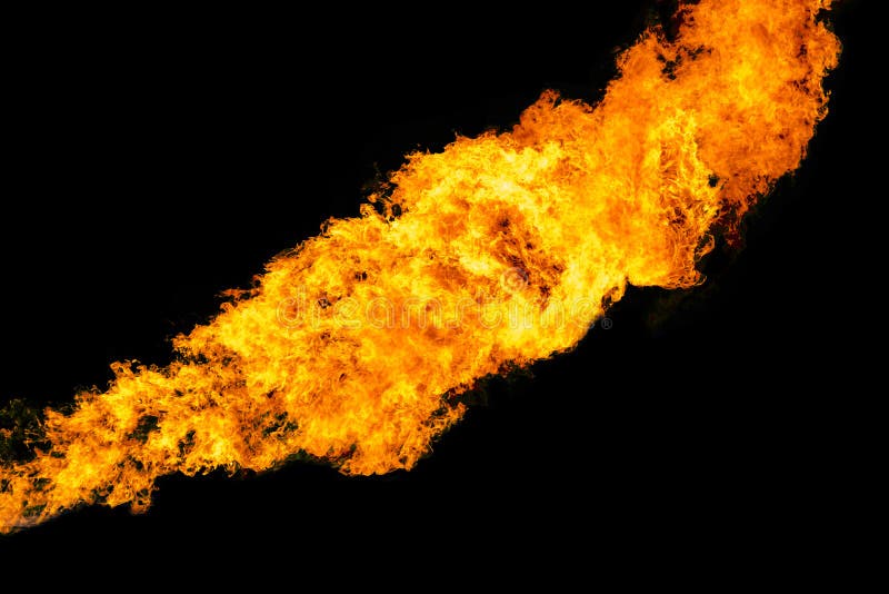 Flames Caused by the Explosion of the Oil Isolated on Black Background ...