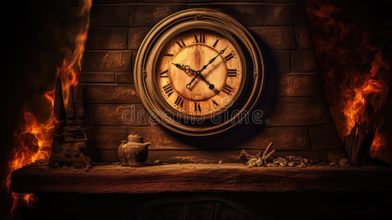 Flames clock fire stock illustration. Illustration of atmosphere ...
