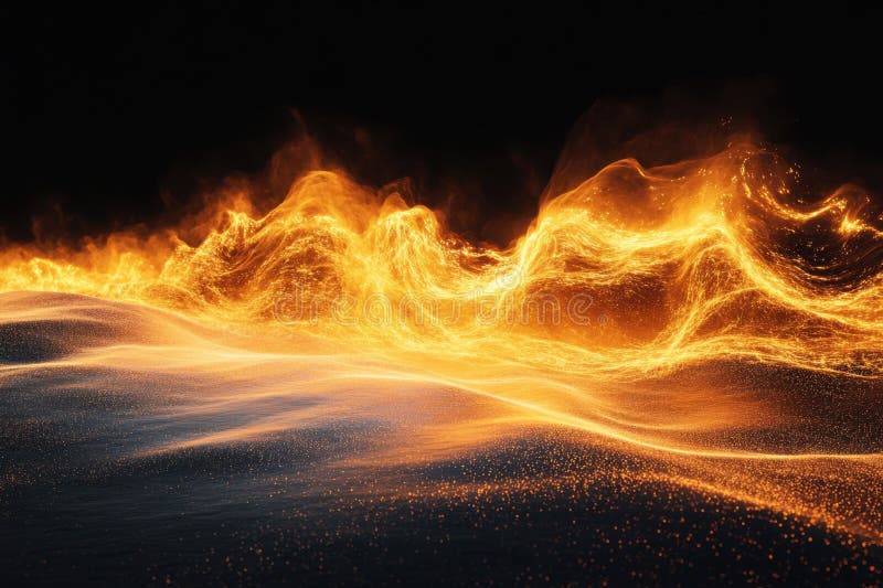 Flames Dance Across the Surface Creating Mesmerizing Patterns in a Dark ...