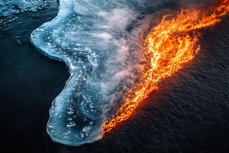 Flames Dance and Flicker on One Side while Frozen Surfaces Retain Their ...