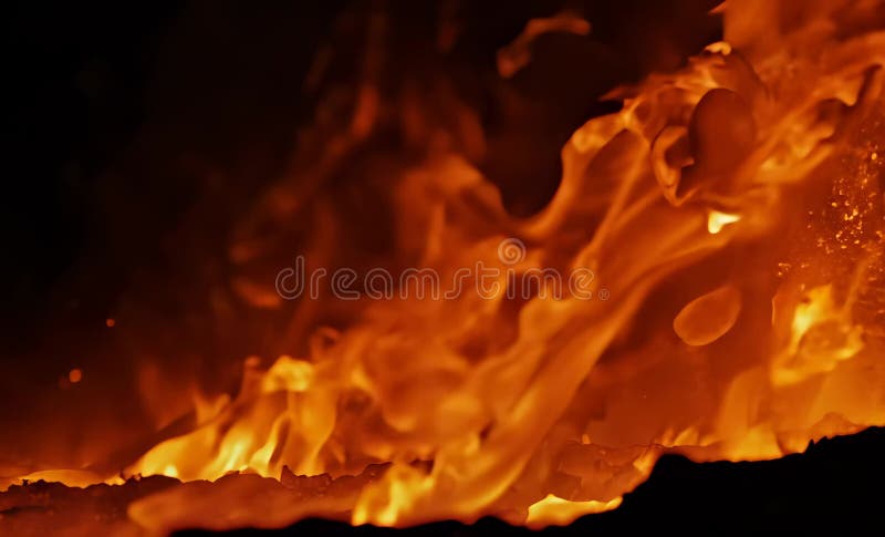 Flames Dance Wildly in a Glowing Fire Pit at a Night Gathering Stock ...